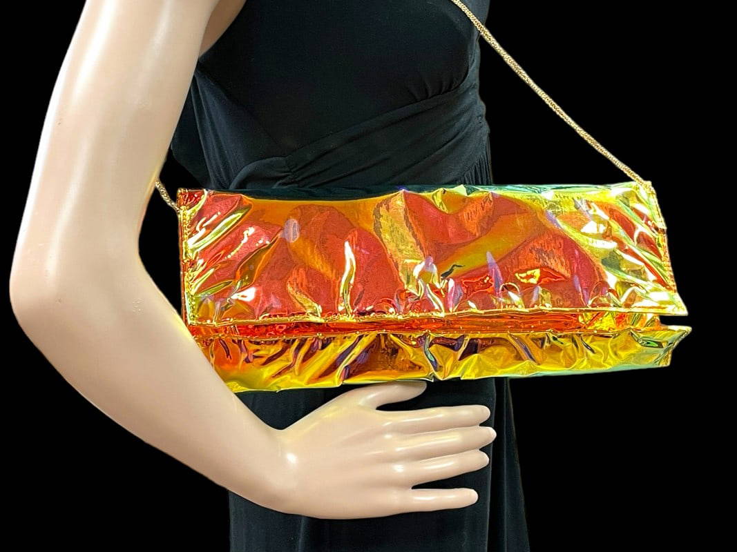 Nwt! Zilla Orange 2 Gold Iridescent Purse $350 Auction