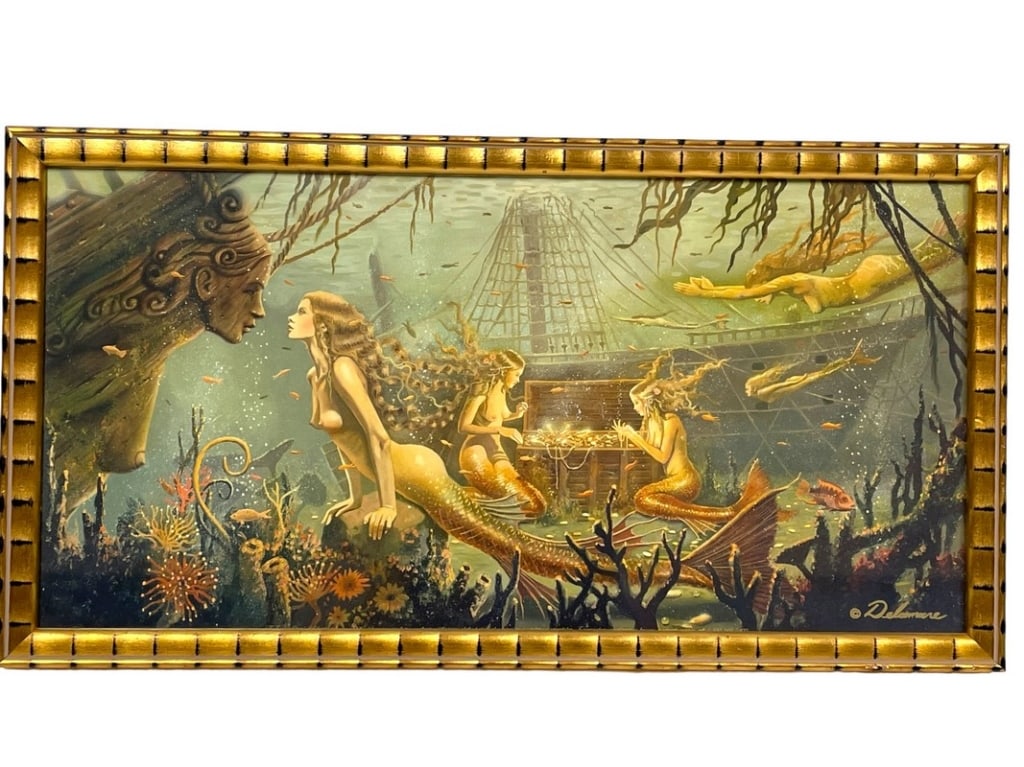 D. Delamare Curious Deep Mermaid Fantasy Art 21" Auction
