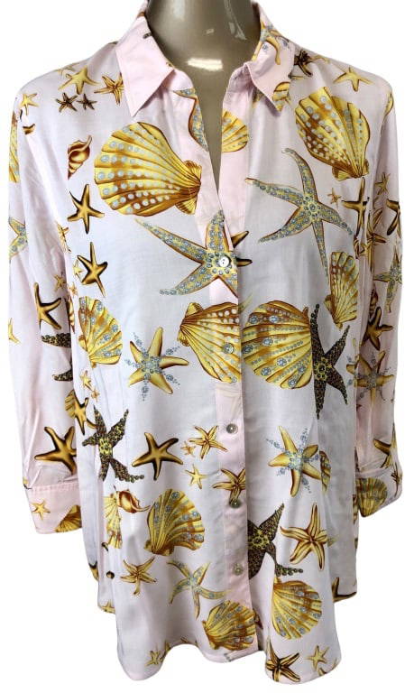 L'agence Sea Shell Print Shirt - Size Xl Auction