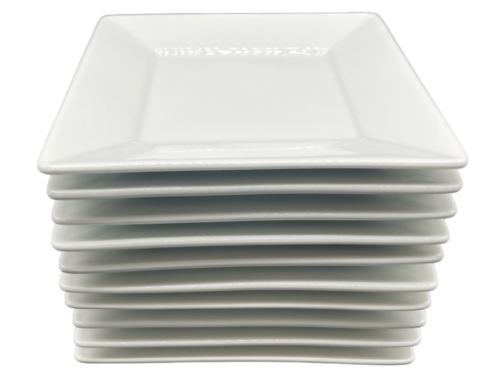 10 Everyday White Porcelain Square Serving Plates Auction