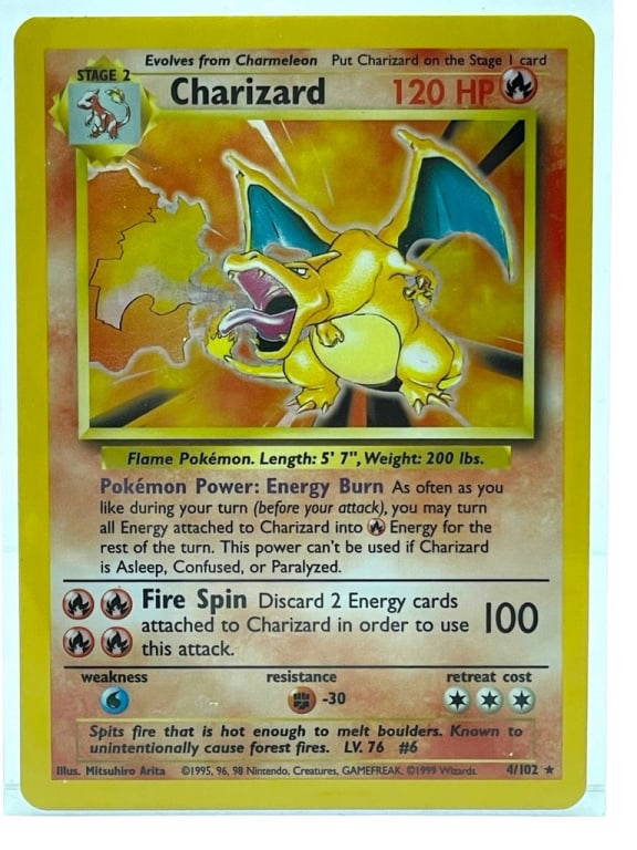 1999 Rare Pokemon Charizard Collector Card Auction