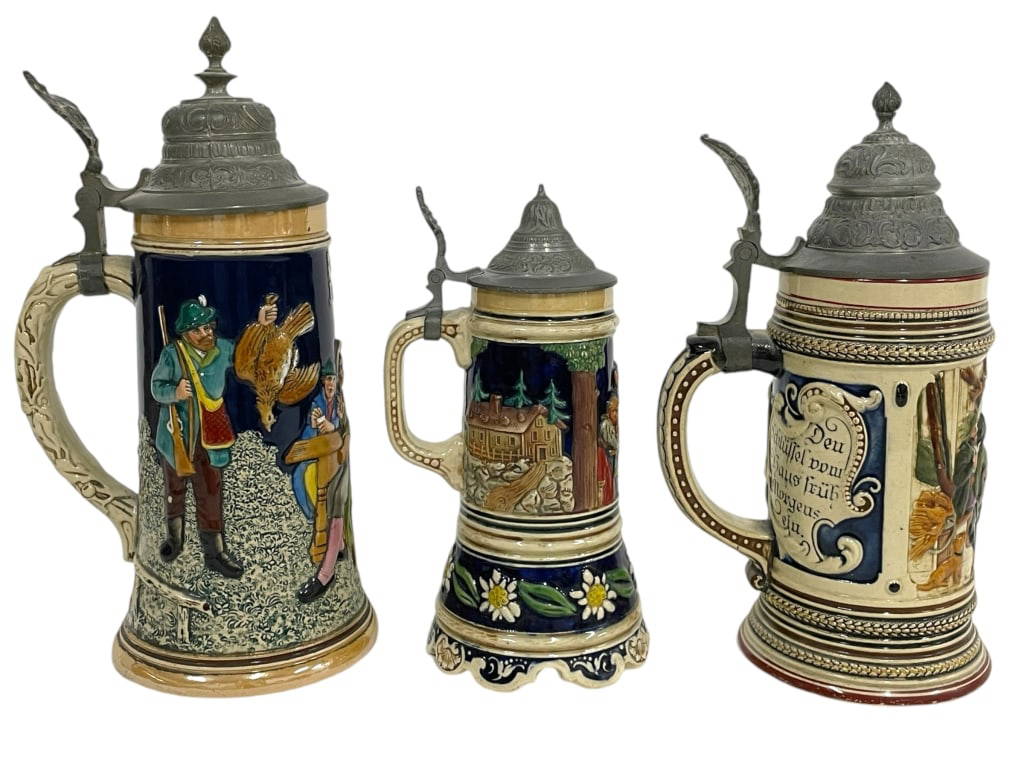 Three German Beer Steins Smallest With Music Box Auction