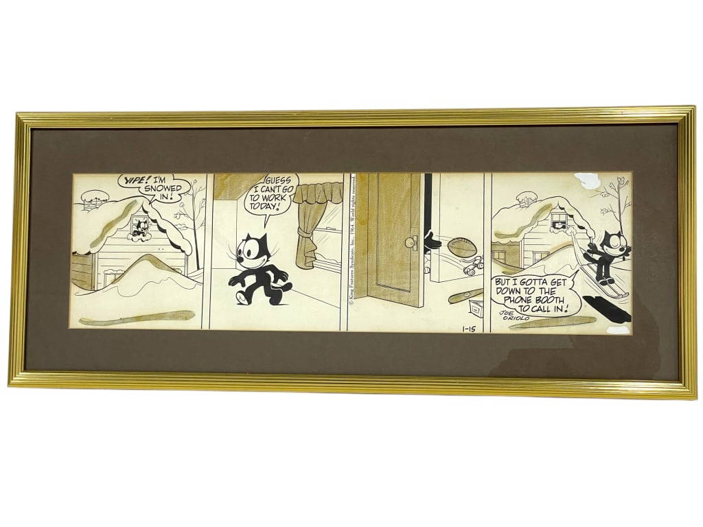 Joe Oriolo Felix The Cat Comic Strip Drawing 23.5" Auction