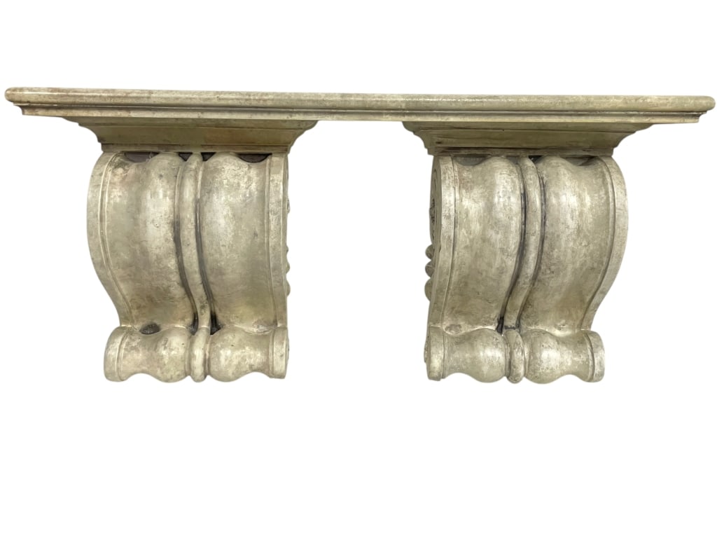 Grand Cast Plaster Wall Shelf W Wood Top 31" Auction