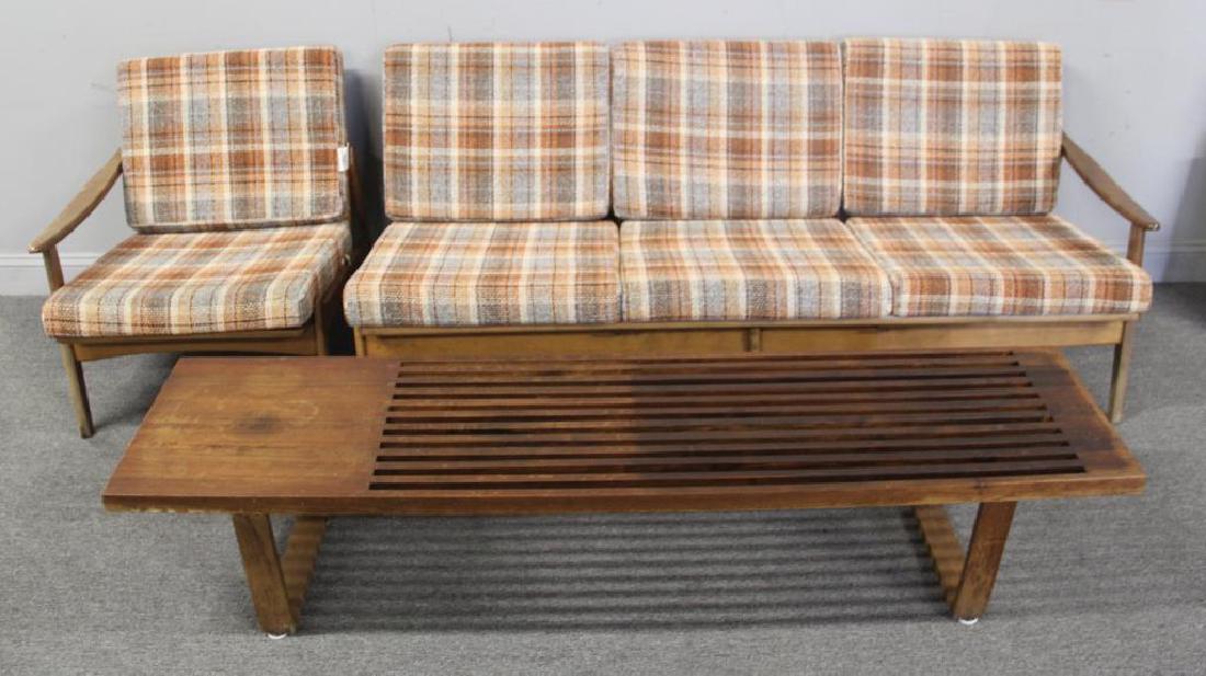 Midcentury. Sectional Sofa And Slatted Bench