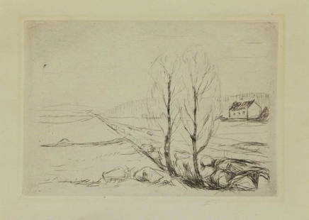 Edvard Munch (1863 1944, Norwegian) Etching Norwegian Landscape