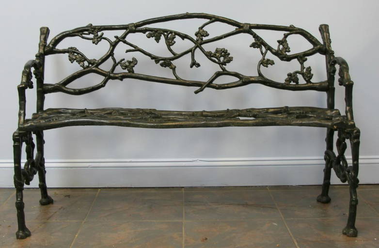 Cast Iron Oak Tree Form Garden Bench.