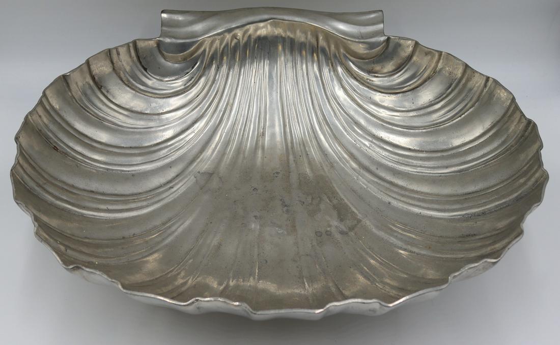 Monumental Etain Pewter Shell Form Bowl.