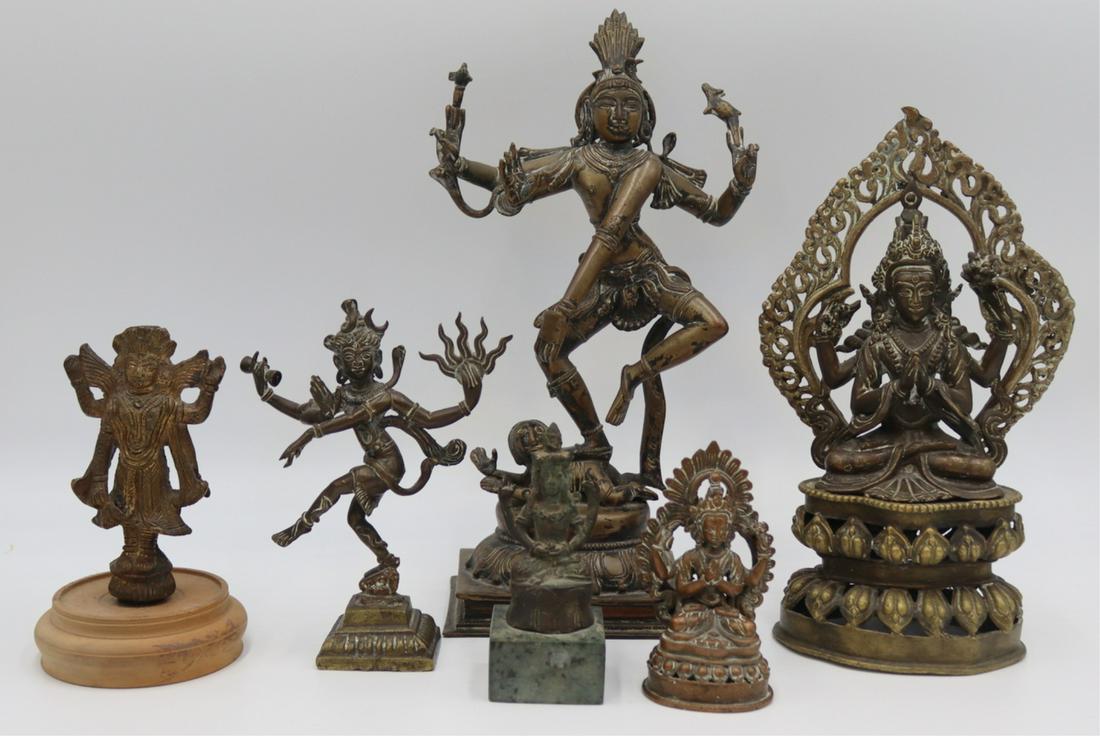 Group Of (6) Tibetan And Southeast Asian Statues.