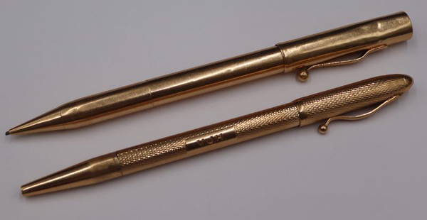 Gold. Tiffany And Cartier 14kt Gold Pens.