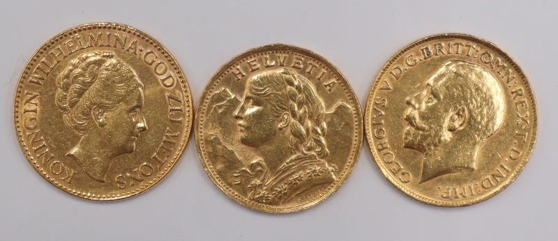 Numismatics. Swiss, English, And Dutch Gold Coin
