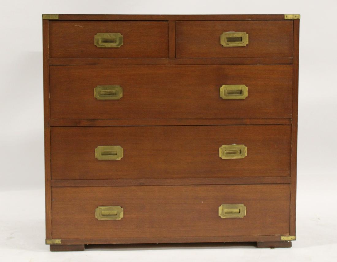 Vintage Campaign Style Chest Of Drawers.