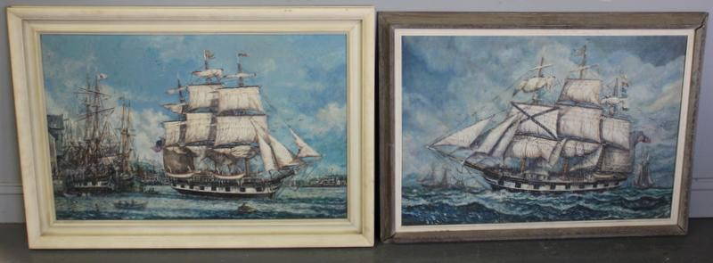 Maffei. Two Nautical Oil On Cavas.
