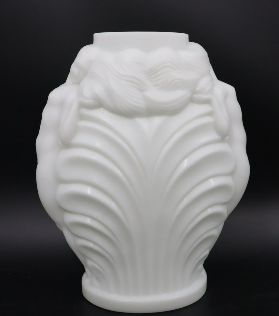 Edmond Etling Art Deco Opalescent Glass Vase. Auction