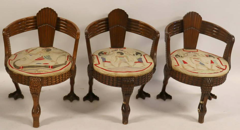 5 Antique Goose Chairs With Egyptian Revival