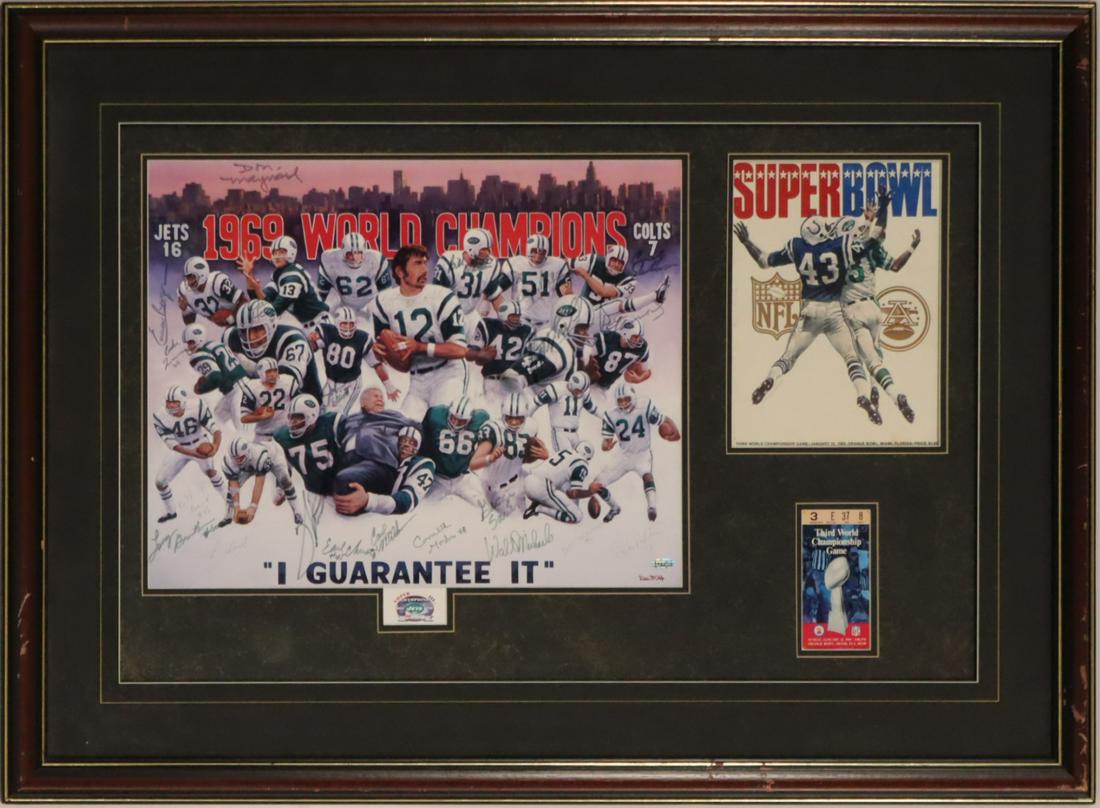 Ny Jets Super Bowl Iii Signed Print, Program Auction