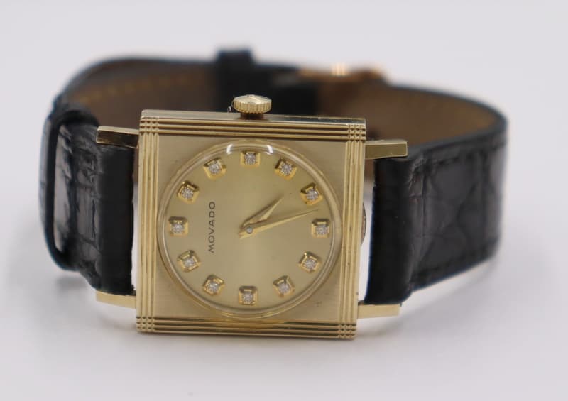 Jewelry. Movado 14kt Gold Diamond Accented Watch. Auction
