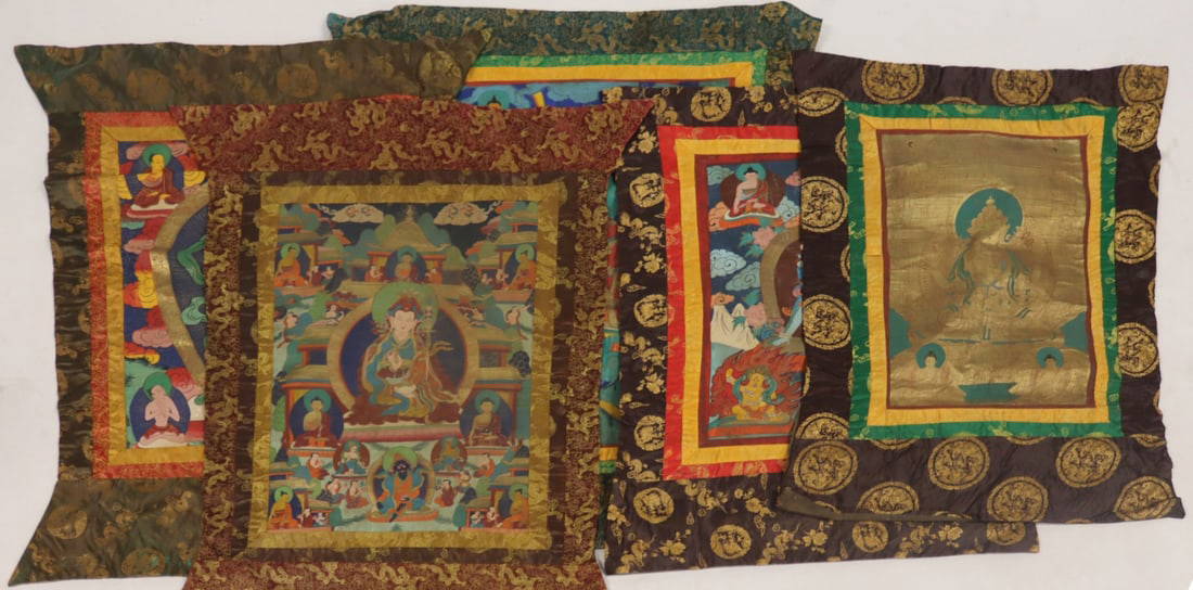 Collection Of (5) Tibetan Thangkas. Auction