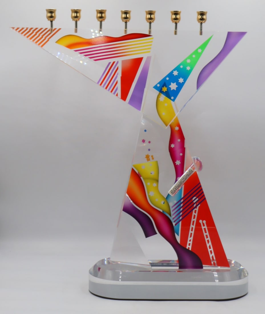 Judaica. Large Signed Yankel Ginzburg Menorah. Auction