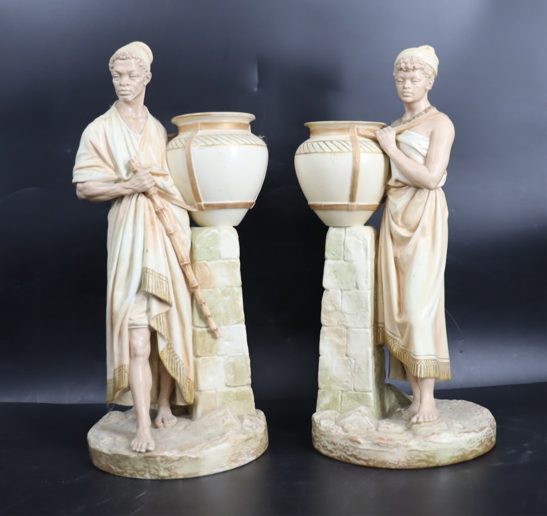 A Pr Of Royal Worcester Porcelain Arab Jar Holders Auction