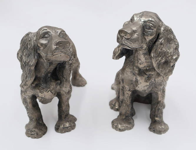 Silverplate. (2) Gucci Silverplate Models Of Dogs.