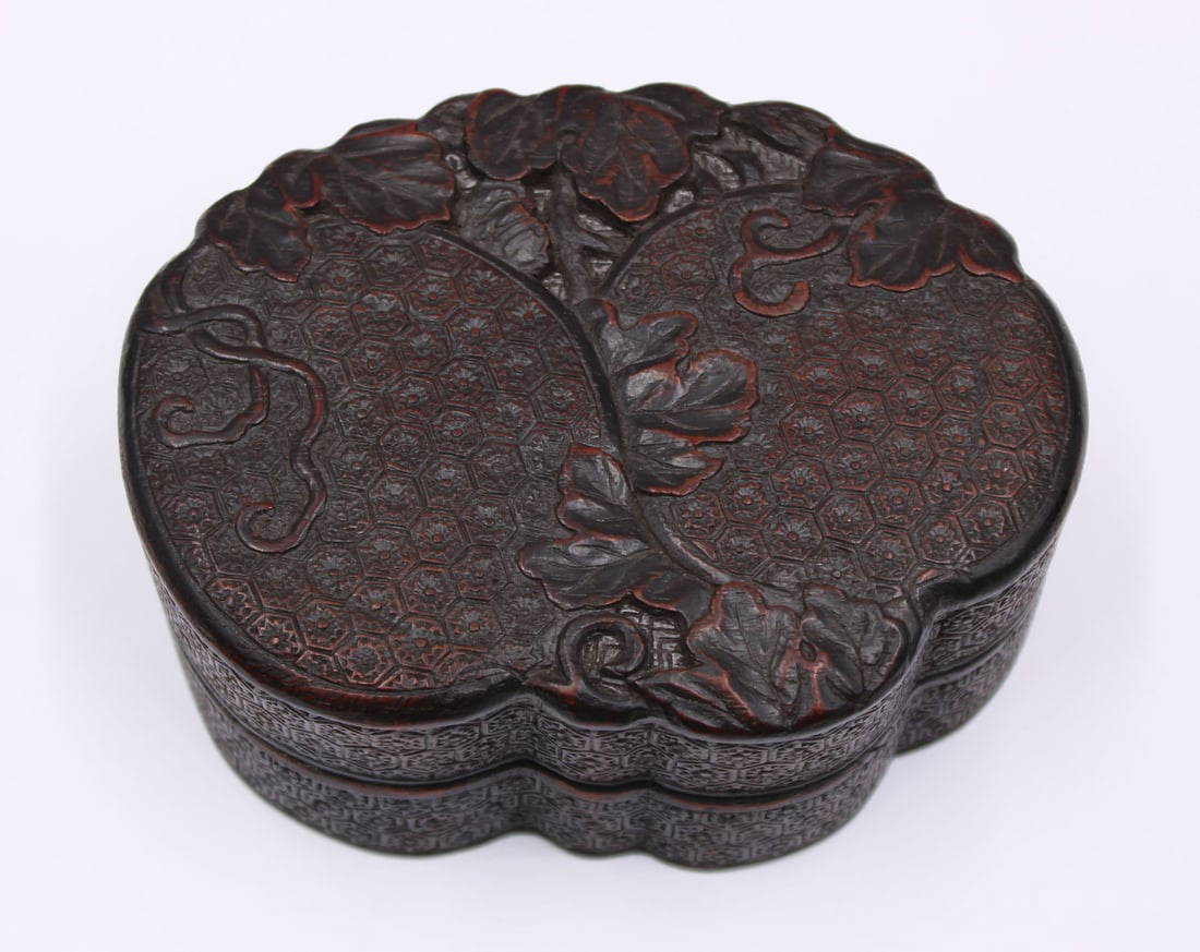 Chinese Carved Hongmu Wood Lidded Box. Auction
