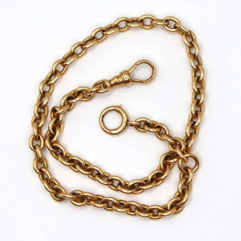 Jewelry. 14kt Yellow Gold Fob Chain. Auction
