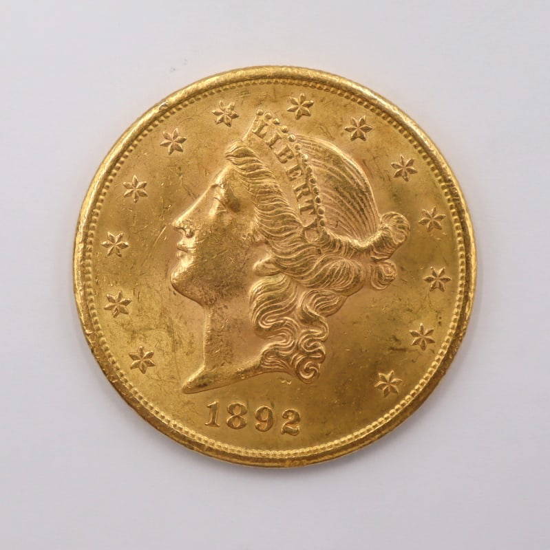 Numismatics. 1892 S $20 Liberty Head Gold Coin. Auction
