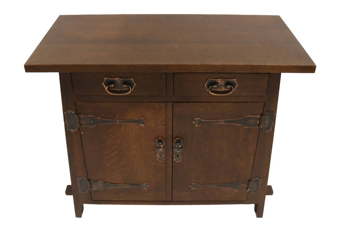Stickley By E.j. Audi; Oak Arts And Crafts Cabinet Auction