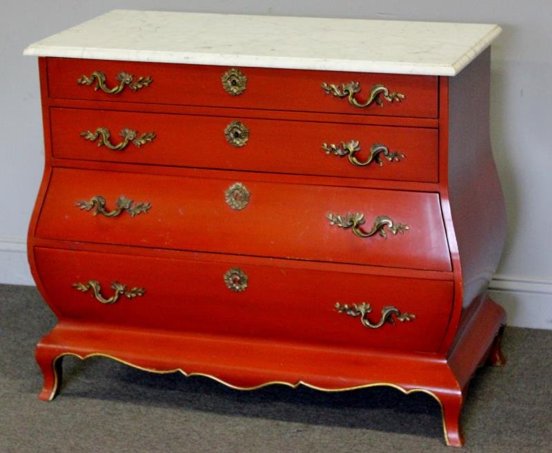 Vintage Marble Top and Red Lacquered Bombe Chest. - Aug 18, 2014 ...