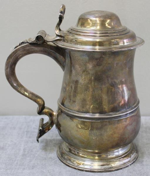 Sterling. Antique 18th C English Silver Tankard.
