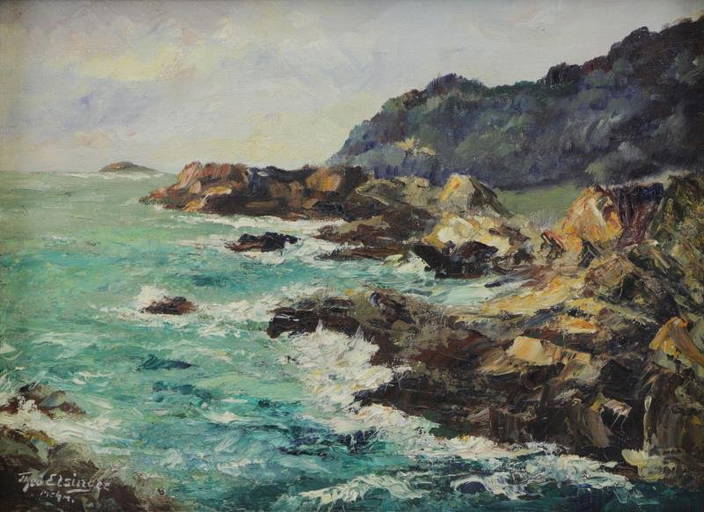 Elsinger, Theo. Oil On Board. Coastal Landscape.