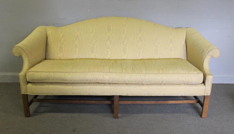 Upholstered Camelback & Scroll Arm Sofa,