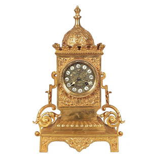 Antique French Brass Mantle Clock