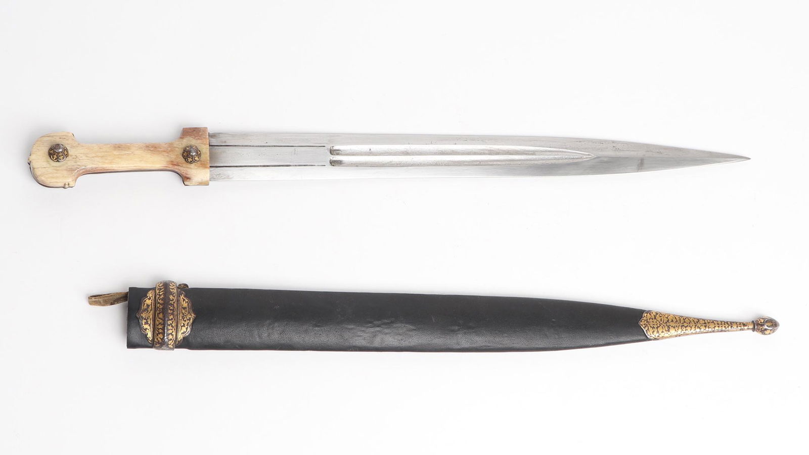 Gold Inlaid Kindjal Qama Dagger, 18th-19th C. Auction
