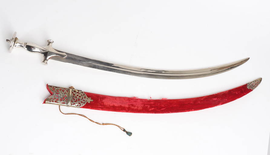 Islamic Shamshir Sabre Sword W/ Scabbard, Mughal Style