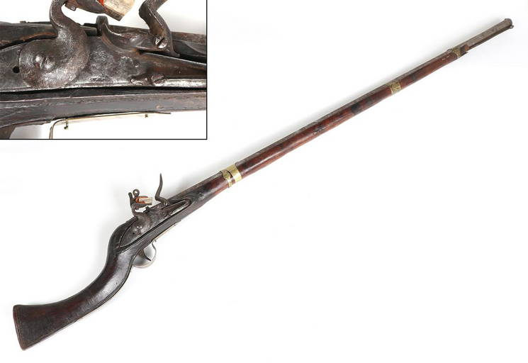 North Indian Or Afghan "jezail" Flintlock Long Gun, 19th C. (marked 1817)