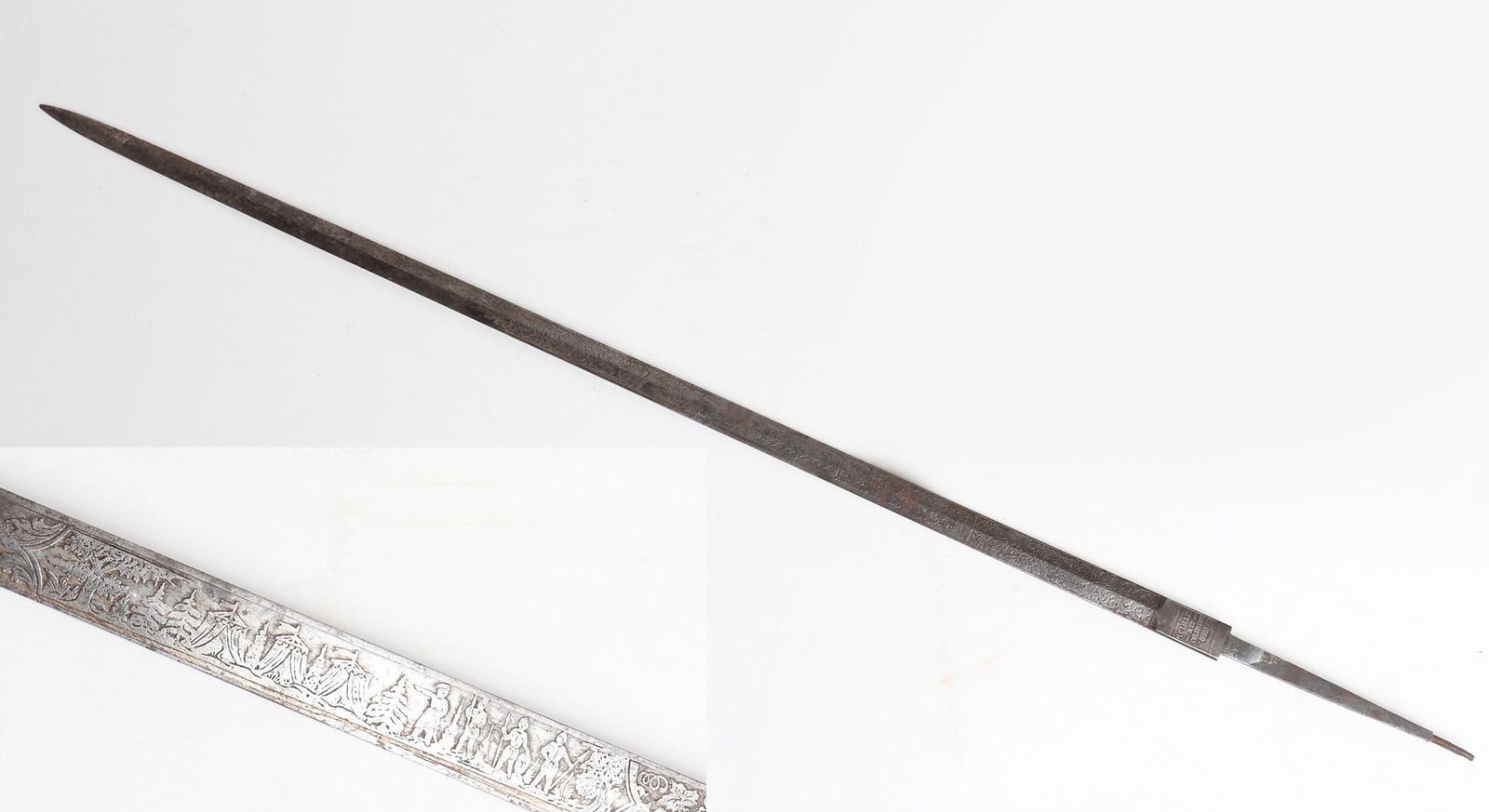Etched Sword Blade, 19th C. Auction
