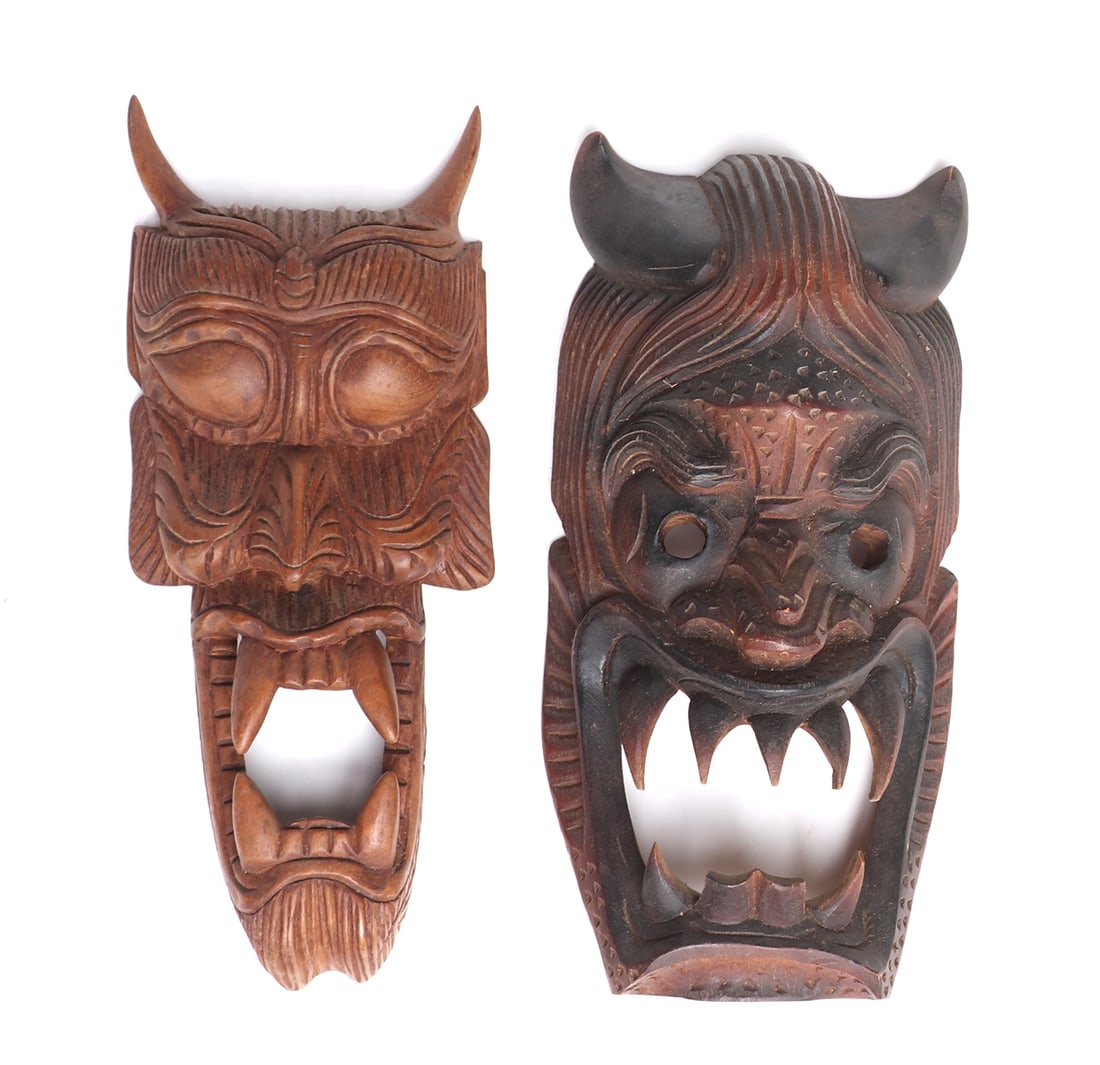 Group Of Carved Wooden Filipino Masks Auction