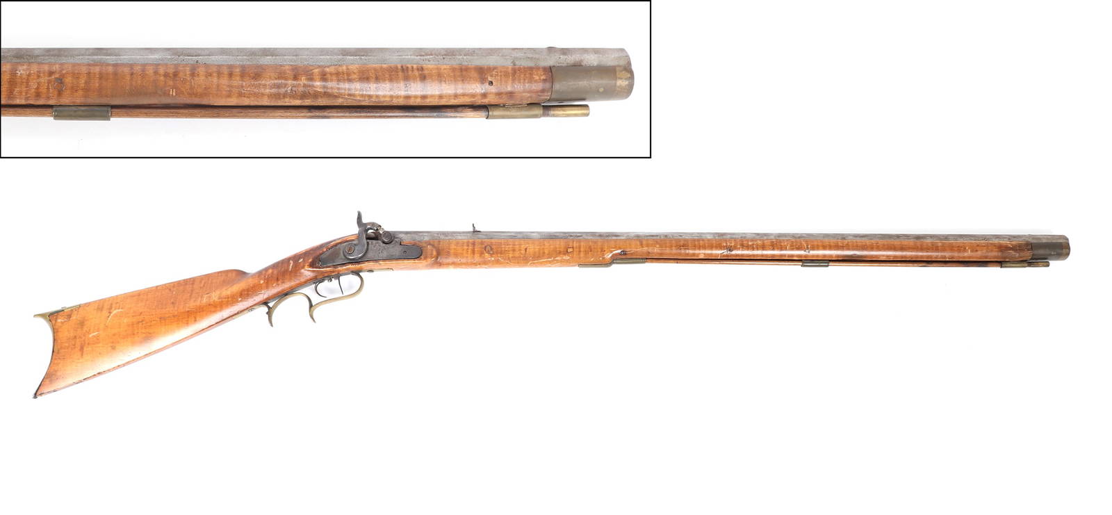 American "poor Boy" Percussion Kentucky Long Rifle Auction