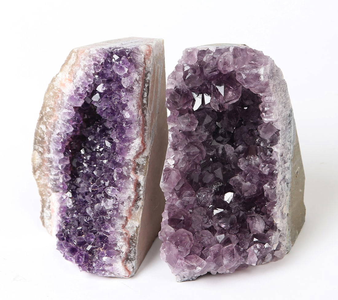 Pair Of Natural Amethyst Geode Bookends Auction