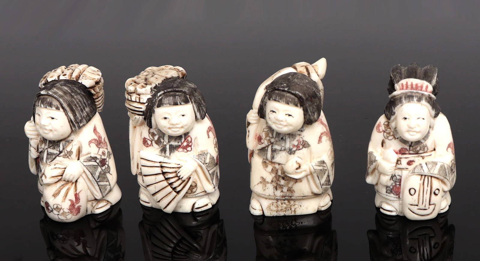 Chinese Carved Bone Female Netsuke, Signed Auction