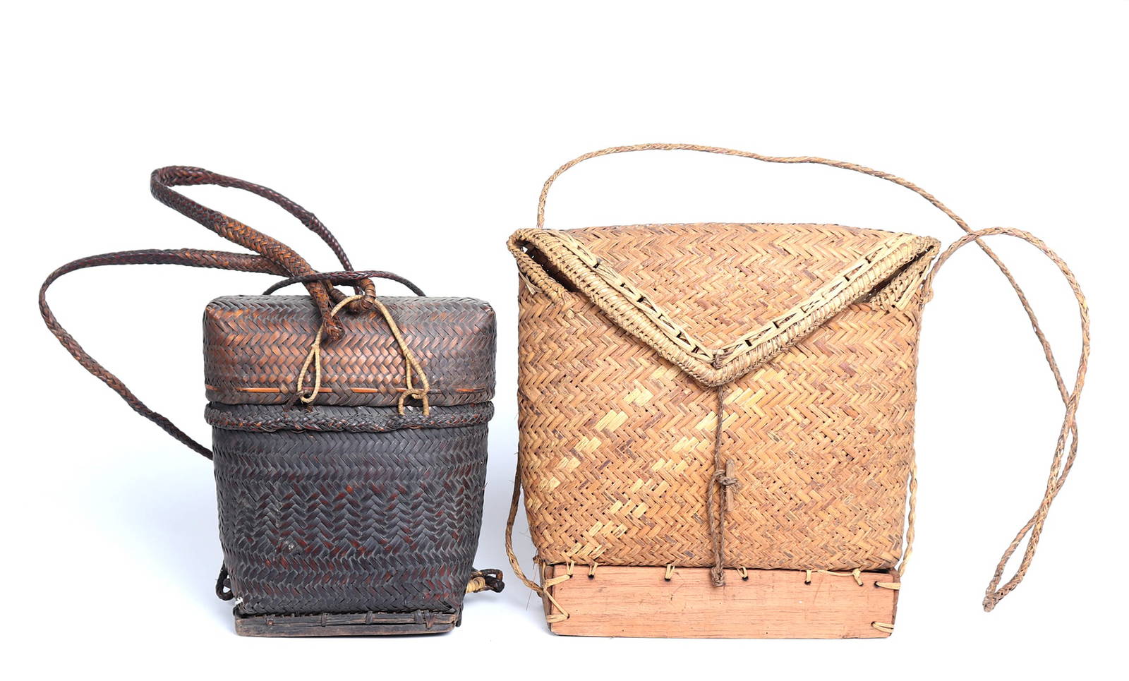 Twp Filipino "bayong" Rattan Woven Backpacks Auction