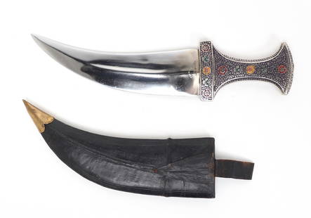 19th C. North Indian Peshkabz Dagger W/ Scabbard Auction