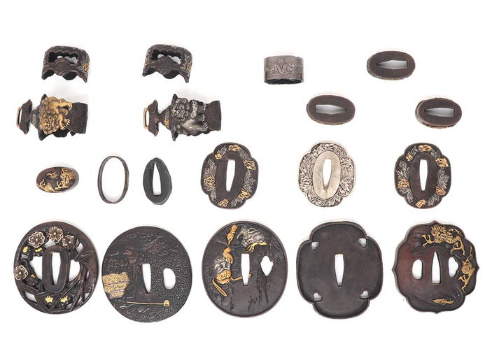 Collection Of 19 Japanese Sword Parts