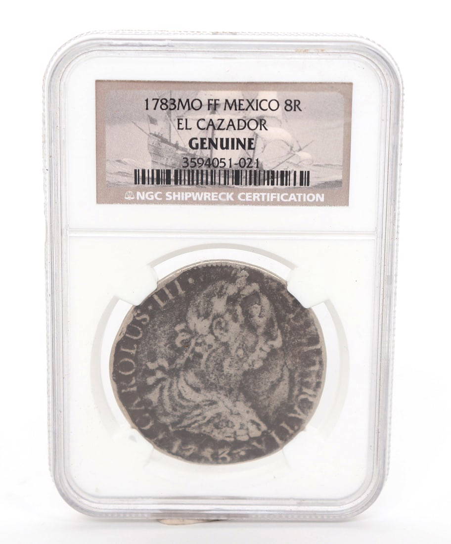 1783 "el Cazador" Shipwreck 8 Reales Coin, Genuine Ngc Cert. Auction