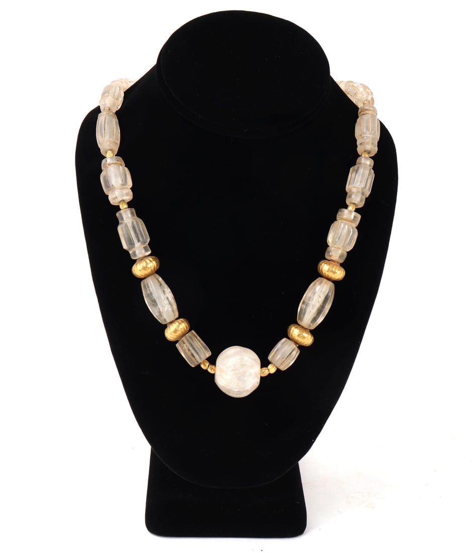 Roman Quartz & Gold Bead Necklace, 200 Bce - 300 Ce Auction