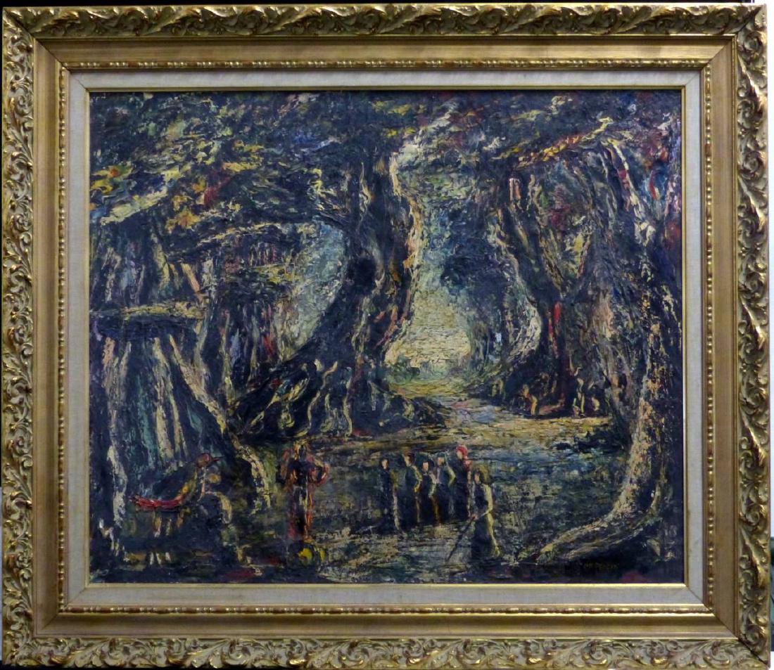 LEWIS VANDERCAR 'PILGRIMS' OIL PAINTING ON CANVAS