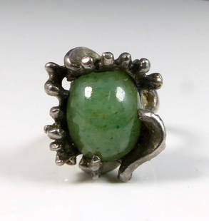Taxco Sterling Silver Jade Ring