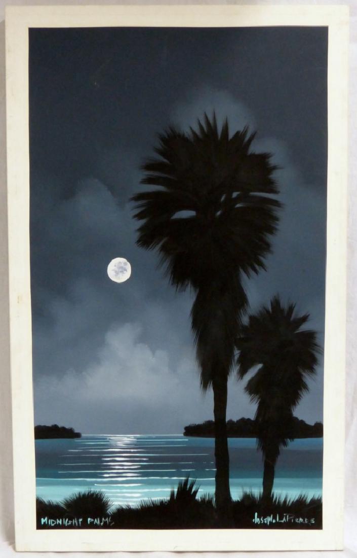 JOSEPH LAPIERRE OIL PAINTING ON CANVAS PALM TREES